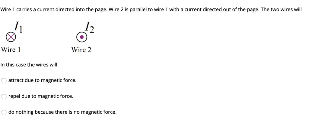 SOLVED: Wire carries current directed into the page: Wire 2 is parallel ...