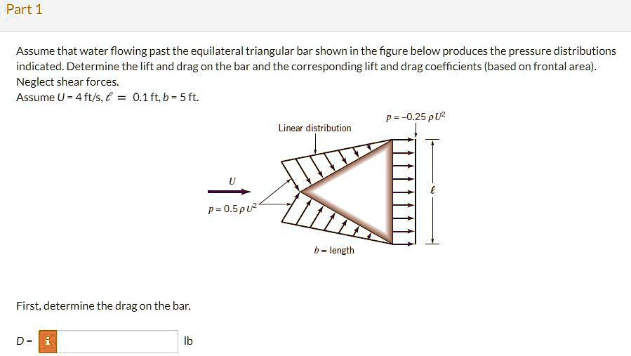 Part 1 Assume that water flowing past the equilateral triangular bar ...