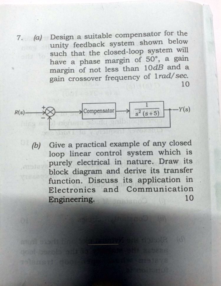 SOLVED: (a) Design a suitable compensator for the unity feedback system shown below such that ...