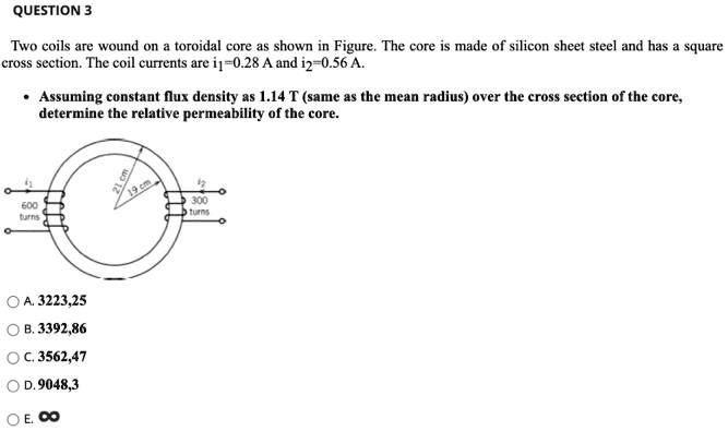 SOLVED: Two coils are wound on a toroidal core as shown in the figure ...