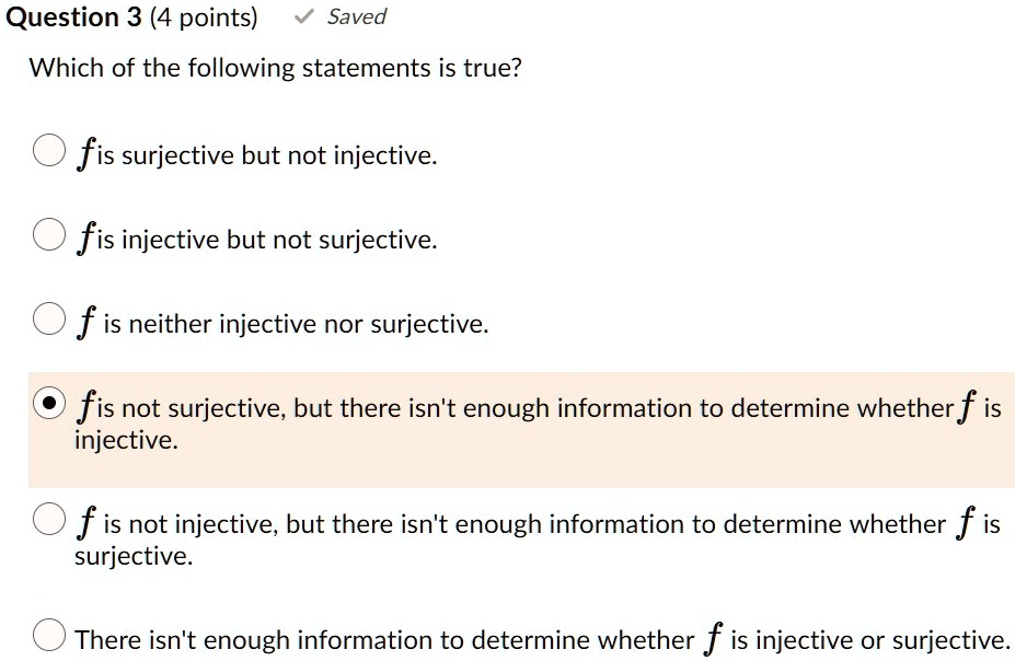 SOLVED: Question 3 (4 points) Saved Which of the following statements ...