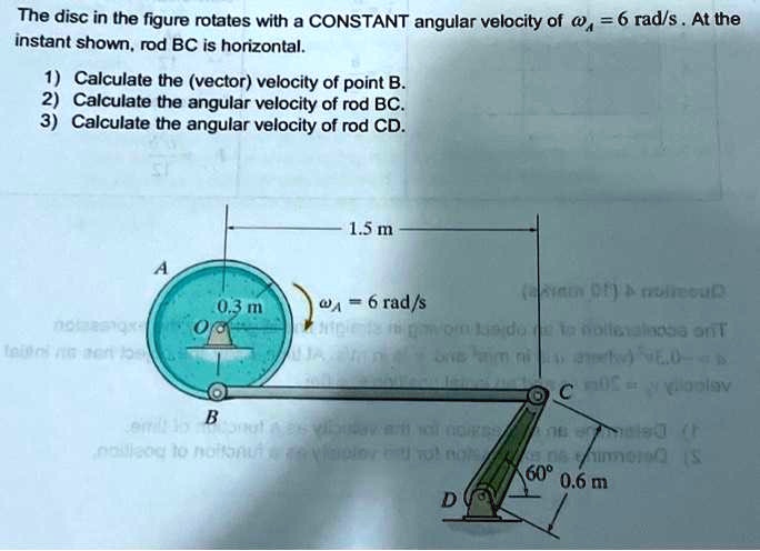 The disc in the figure rotates with a CONSTANT angular velocity of = 6 ...