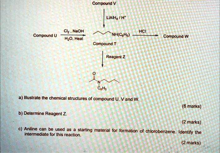 SOLVED: Compound LIAIH /H' NaOH HzO Heat HCI Compound U NH(CsHs ...