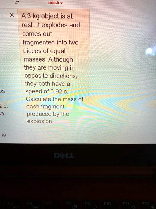 SOLVED: English - A 3 kg object is at rest. It explodes and comes out ...