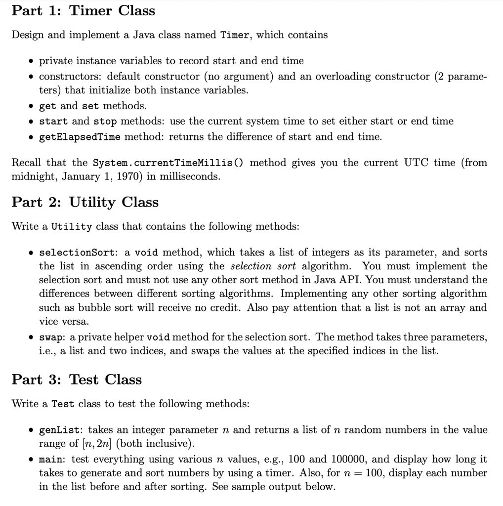 Solved Part 1 Timer Class Design And Implement A Java Class Named Timer Which Contains