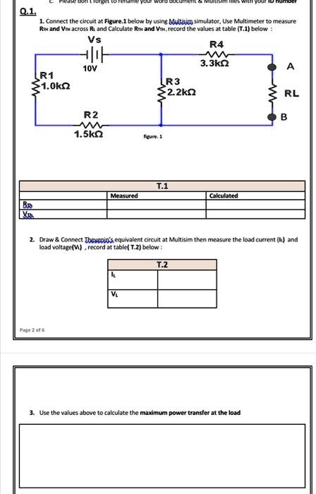 SOLVED: Q.1. 1. Connect the circuit in Figure 1 below using the TI simulator. Use a multimeter ...