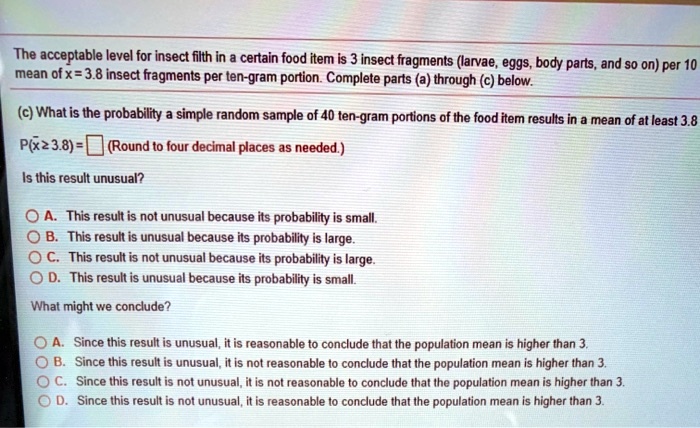the acceptable level for insect filth in certain food item is 3 insect ...