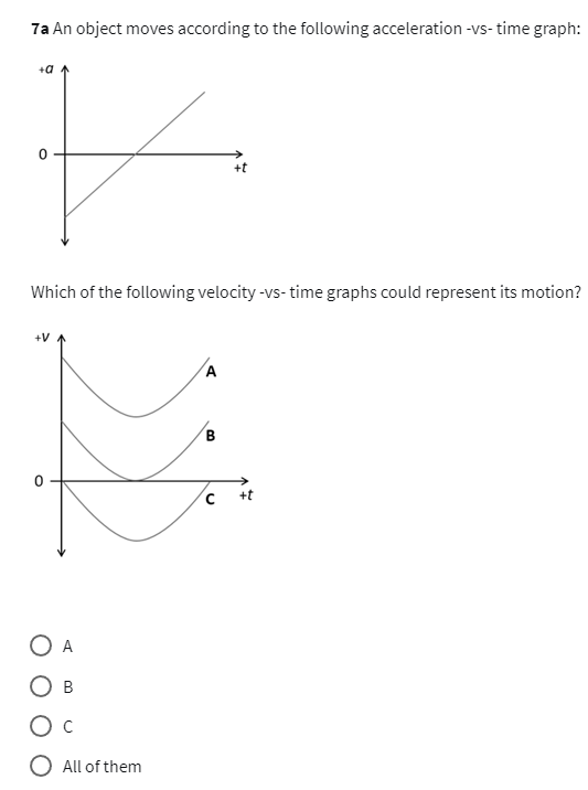 7a An Object Moves According To The Following Acceleration Vs Time Graph Which Of The Following