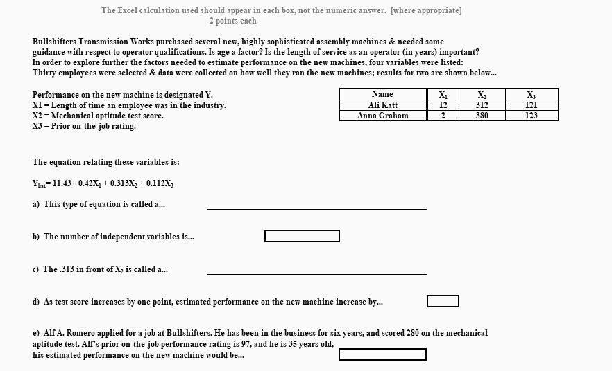 SOLVED: Please use Excel. I need Excel formulas too, not just the answer. The Excel calculation ...