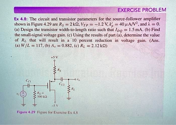 SOLVED: Ex 4.8: The circuit and transistor parameters for the source ...