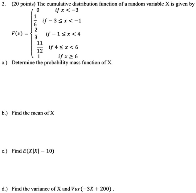 SOLVED:(20 points) The cumulative distribution function of a random ...