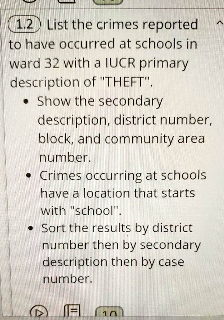 1.2 List the crimes reported to have occurred at schools in ward 32 ...