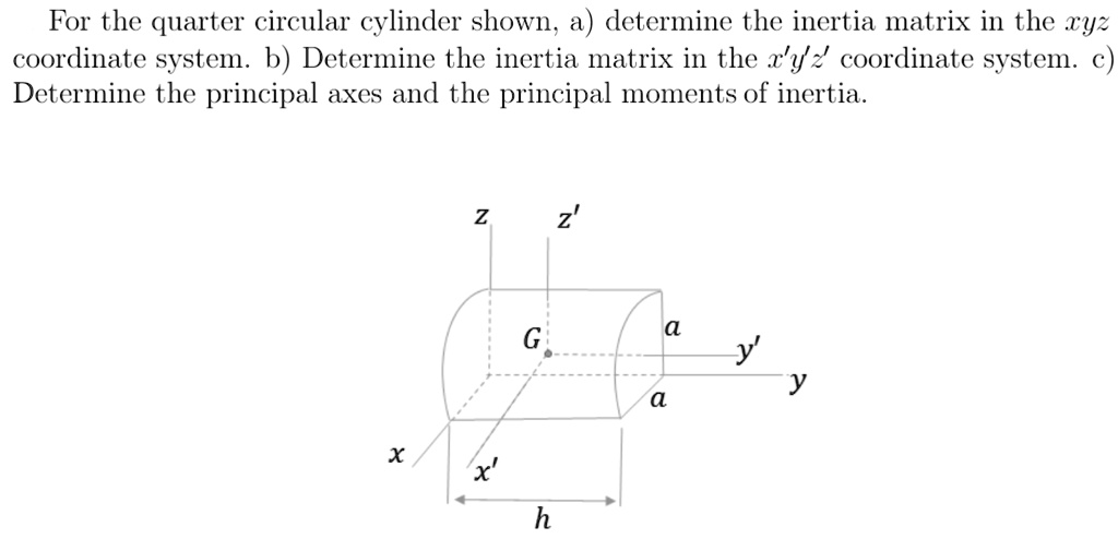 SOLVED: For the quarter circular cylinder shown, a) determine the inertia matrix in the xyz ...