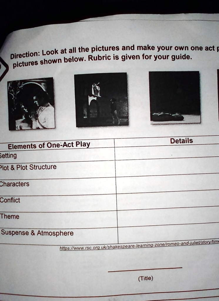 Look at all the pictures and make your own one-act play based on the ...
