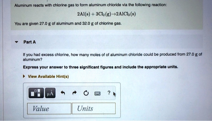 aluminum reacts with chlorine gas to form aluminum chloride via the ...