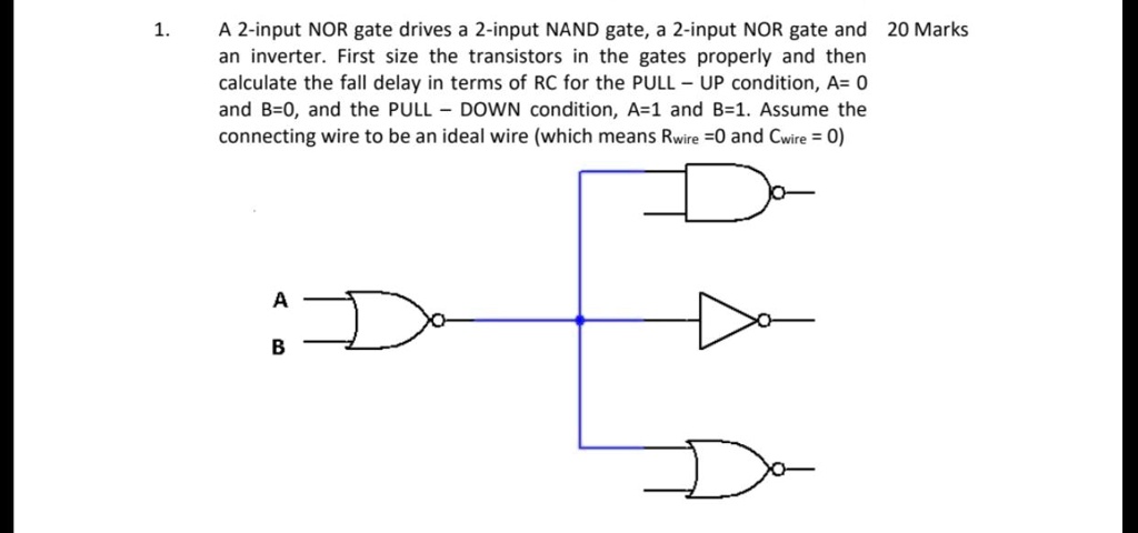 SOLVED: A 2-input NOR gate drives a 2-input NAND gate, a 2-input NOR gate, and an inverter ...
