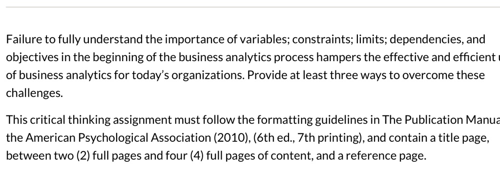 failure to fully understand the importance of variables constraints limits dependencies and ...