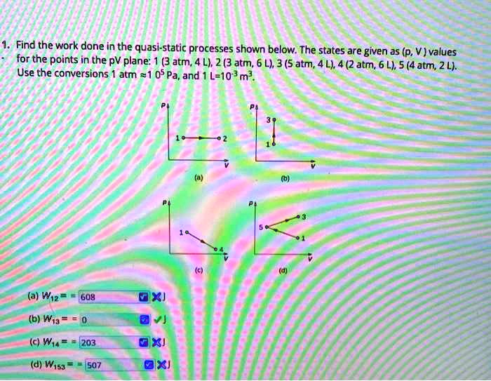 SOLVED: Find the work done in the quasi-static processes shown below ...