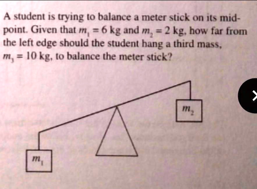 [GET ANSWER] a student is trying t0 balance meter stick on its mnid ...