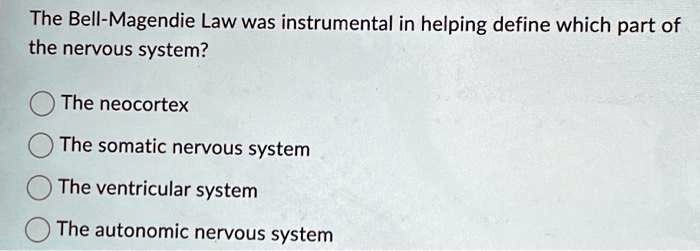 SOLVED: The Bell-Magendie Law was instrumental in helping define which ...