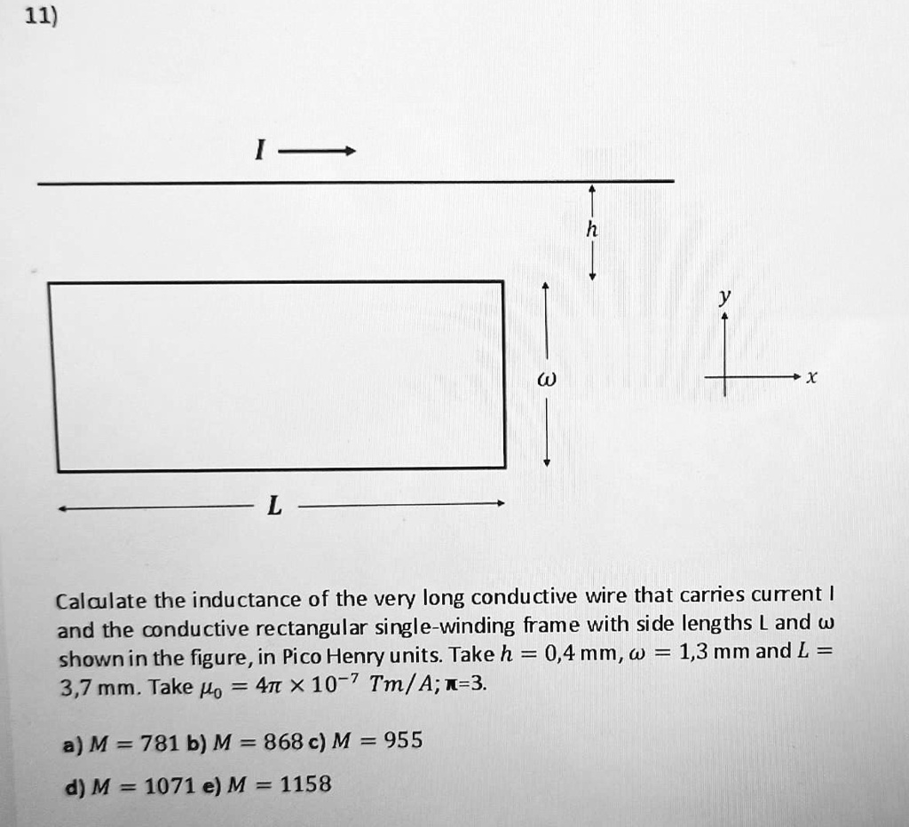 SOLVED: 11) Calalate the inductance of the very long conductive wire ...