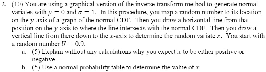 2. (10) You are using a graphical version of the inverse transform method to generate normal ...