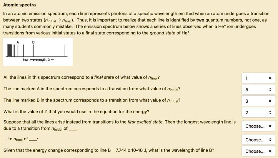 SOLVED: Atomic spectra In an atomic emission spectrum, each line ...