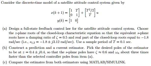 Solved Consider The Discrete Time Model Of A Satellite Attitude