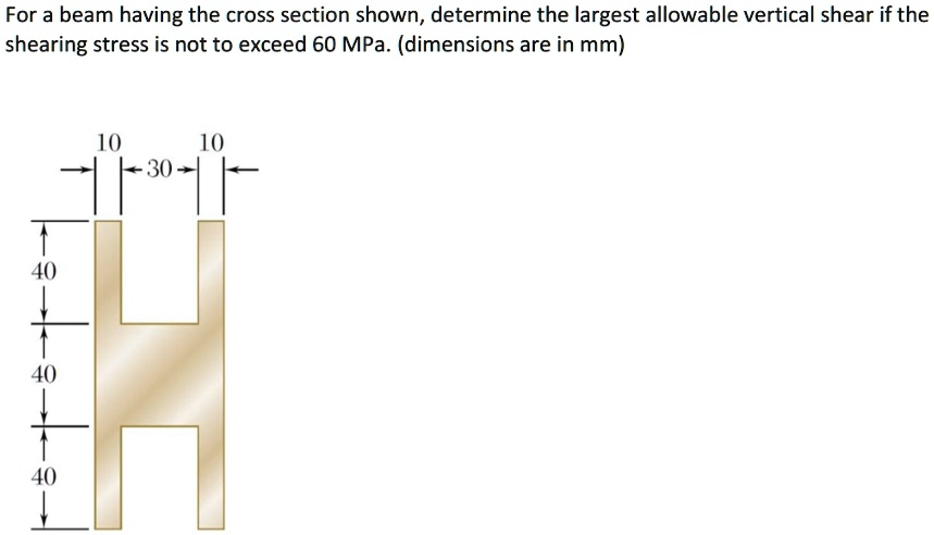 SOLVED: For a beam having the cross section shown, determine the largest allowable vertical ...