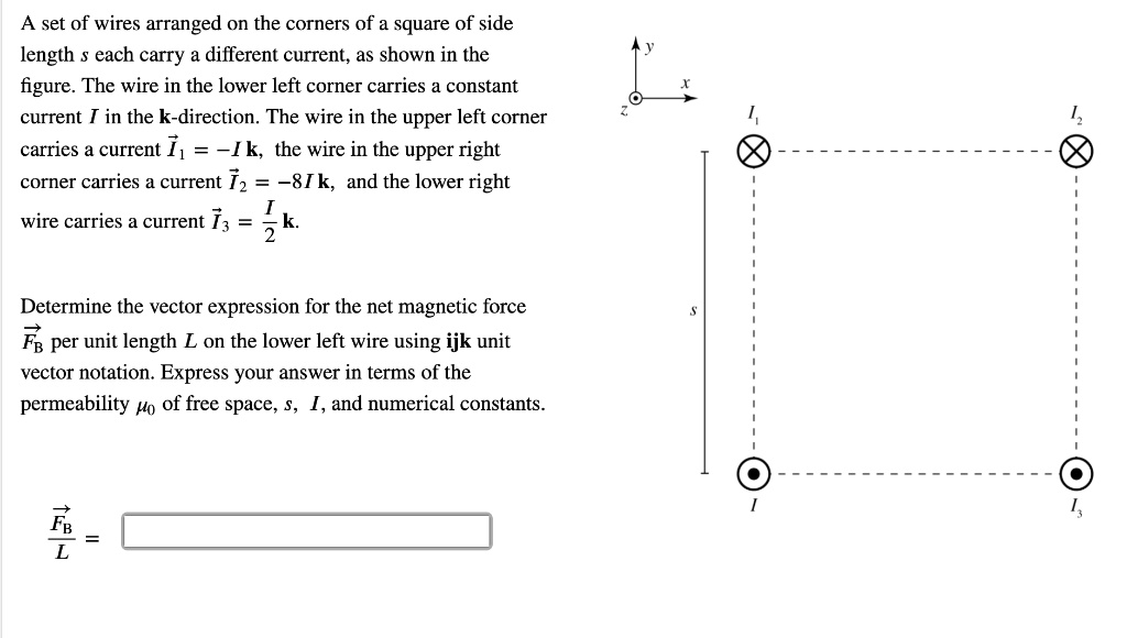 SOLVED: A set of wires arranged on the corners of a square of side ...