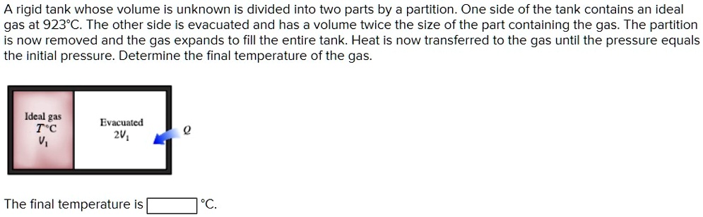 SOLVED: A rigid tank, whose volume is unknown, is divided into two ...