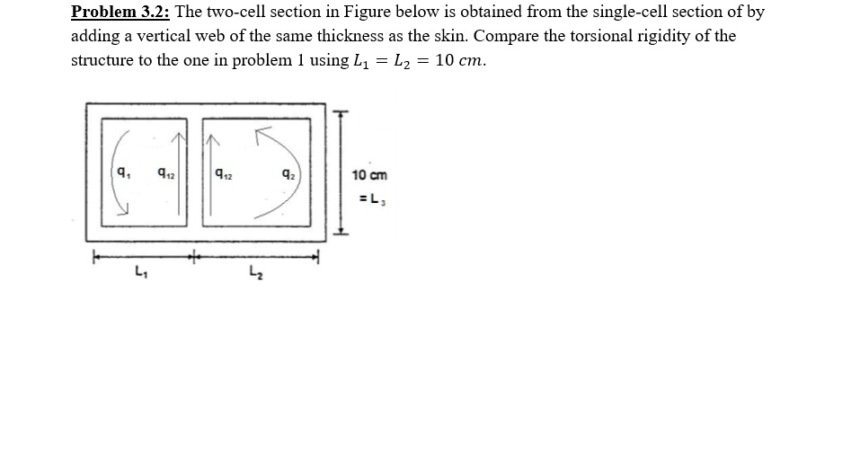 Problem 3.2: The two-cell section in Figure below is obtained from the ...