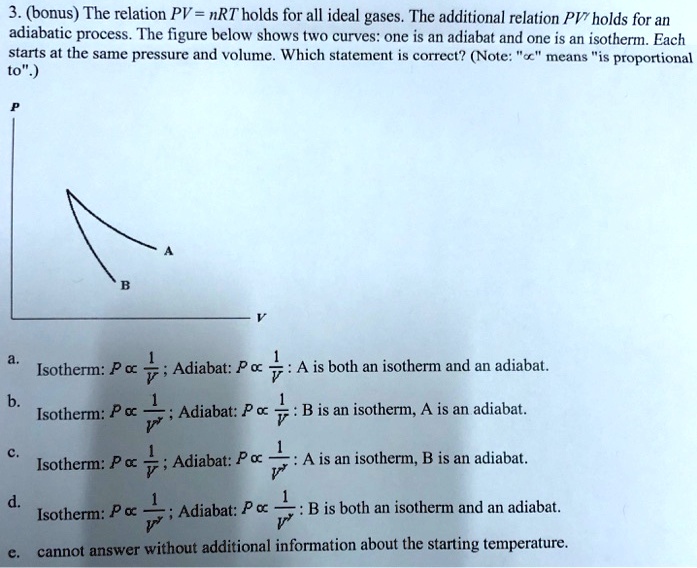 3. (bonus) The relation PV = nRT holds for all ideal gases. The ...