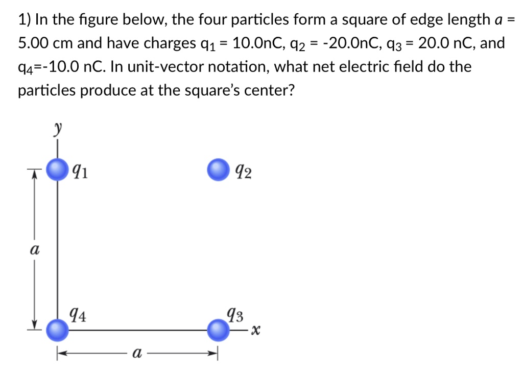 SOLVED: In the figure below, the four particles form a square of edge ...