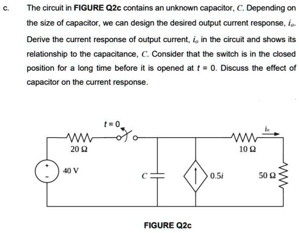 SOLVED: The circuit in Figure Q2c contains an unknown capacitor, C. Depending on the size of the ...