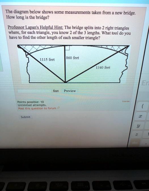 SOLVED: The diagram below shows some measurements taken from a new ...