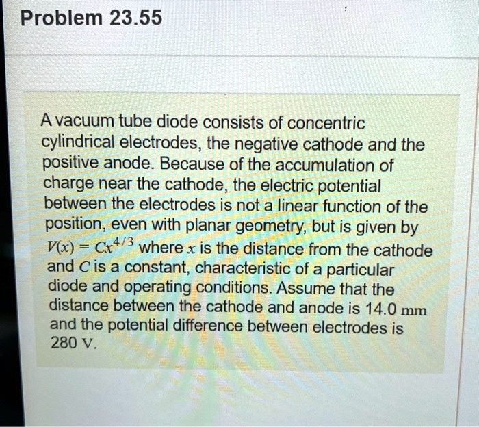 Problem 23.55 A vacuum tube diode consists of concentric cylindrical ...