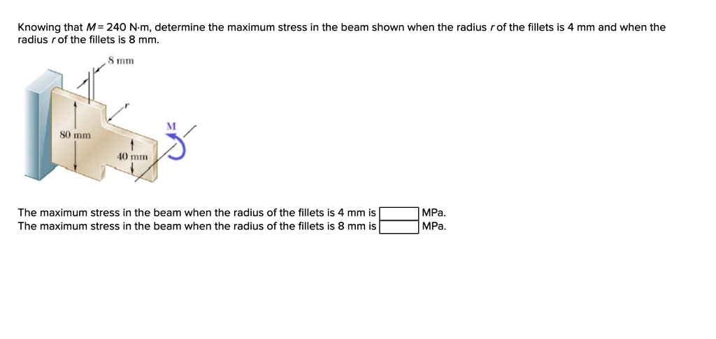 SOLVED: Knowing that M=240N*m, determine the maximum stress in the beam ...
