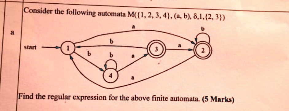 Solved Consider The Following Automata M 1 2 3 4 A B ε 1 2 3 A B ε Start B B Find The