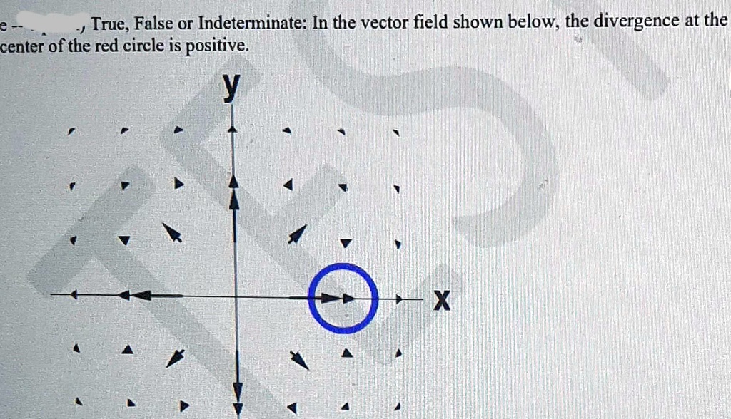 SOLVED: True,False or IndeterminateIn the vector field shown belowthe ...