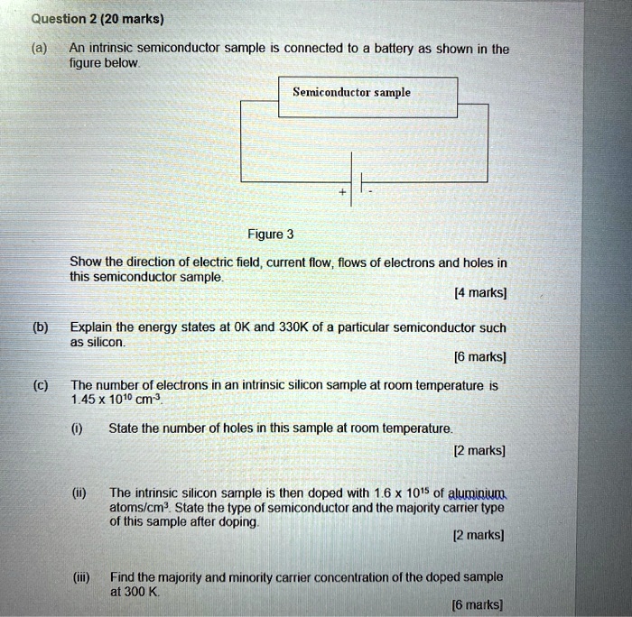 Question 2 (20 marks) (a) An intrinsic semiconductor sample is ...