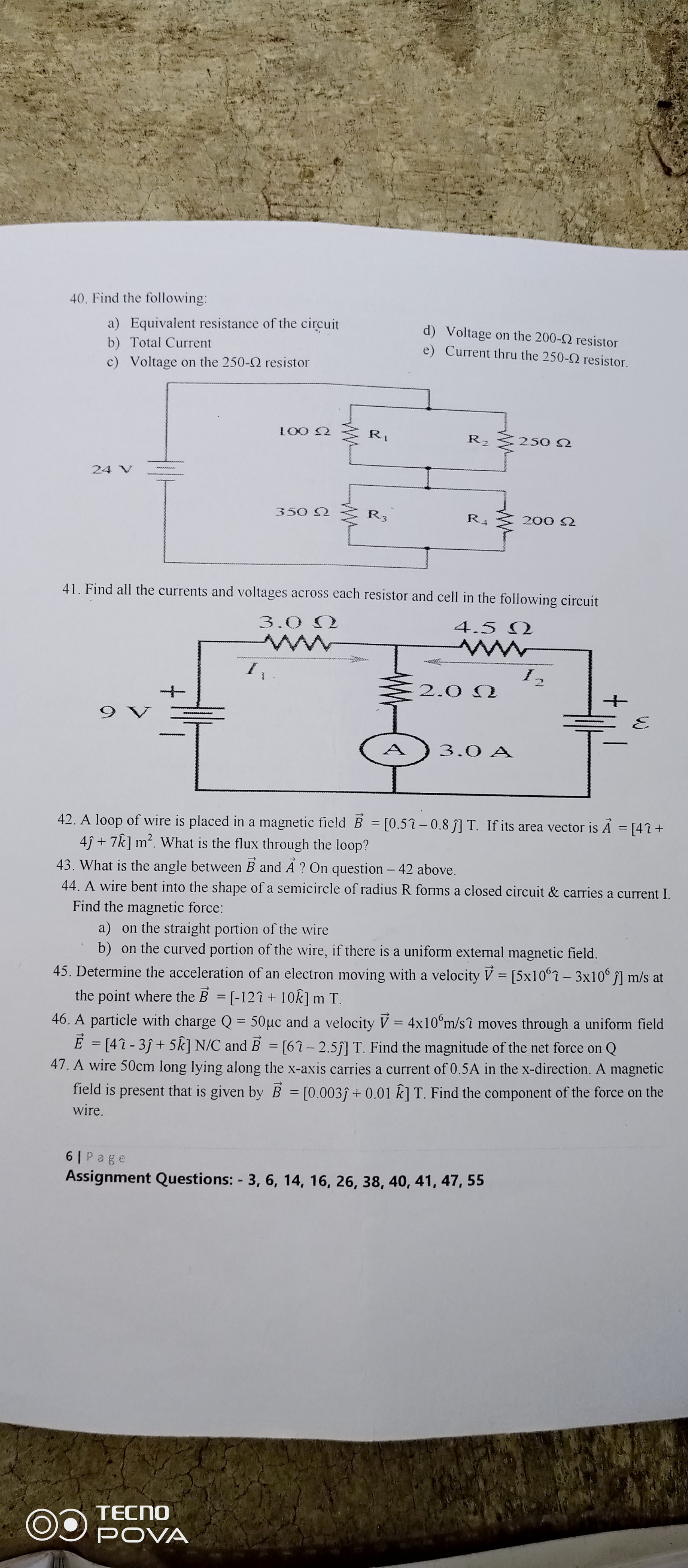 SOLVED: 41. Find all the currents and voltages across each resistor and cell in the following ...