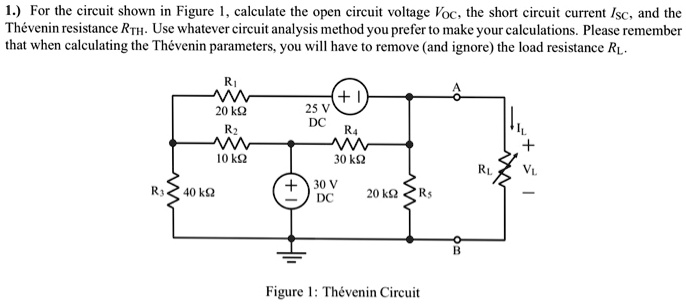 1.) For the circuit shown in Figure 1, calculate the open circuit voltage VOC, the short circuit ...