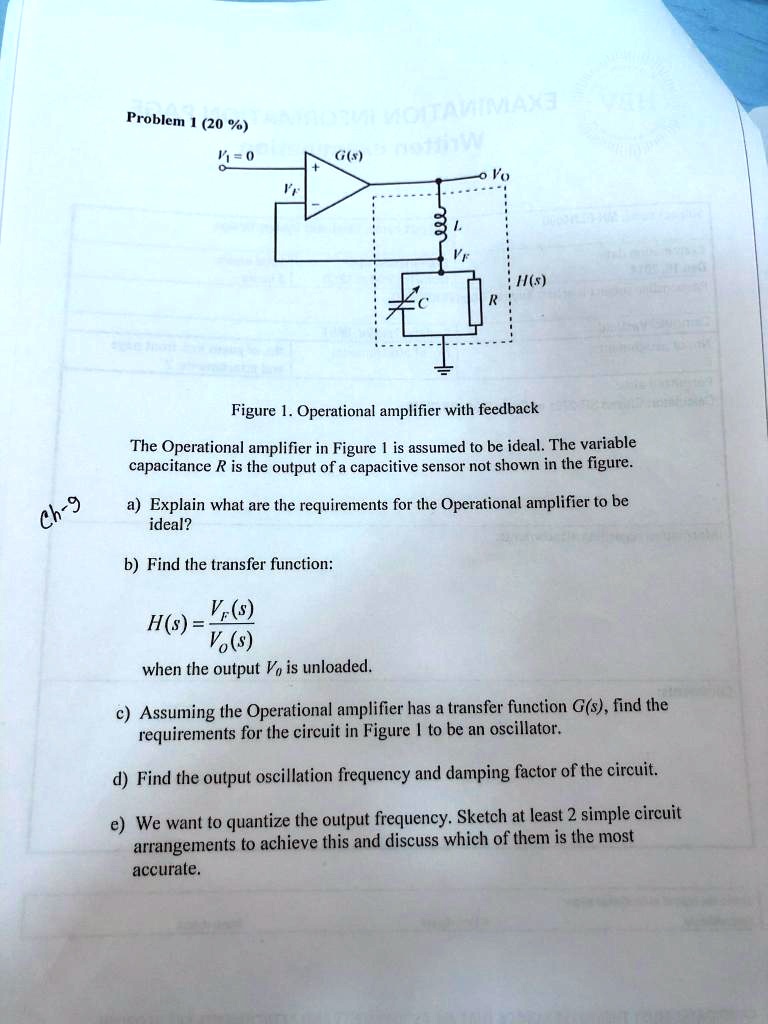 Ch-9 Problem 1 (20%) Vi = 0 G(s) Vf L Vo H(s) R C Figure 1....