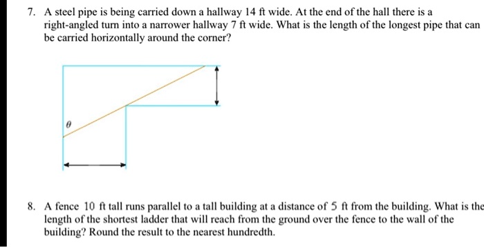 a steel pipe is being carried down hallway 14 ft wide at the end of the ...
