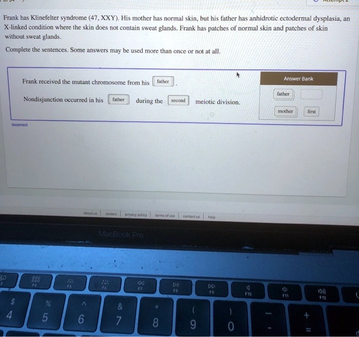 frank has klinefelter syndrome 47 xxy his mother has normal skin but ...