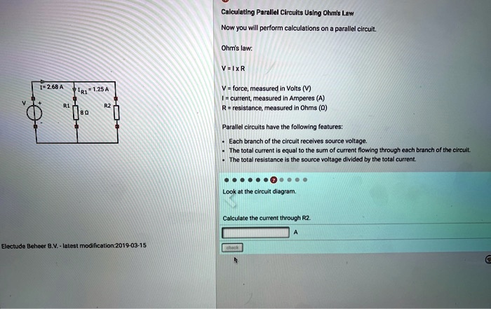 SOLVED: Calculating Parallel Circuits Using Ohm's Law Now you will ...