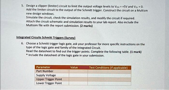 5. Design a clipper (limiter) circuit to limit the output voltage levels to VOH = +5V and VOL ...
