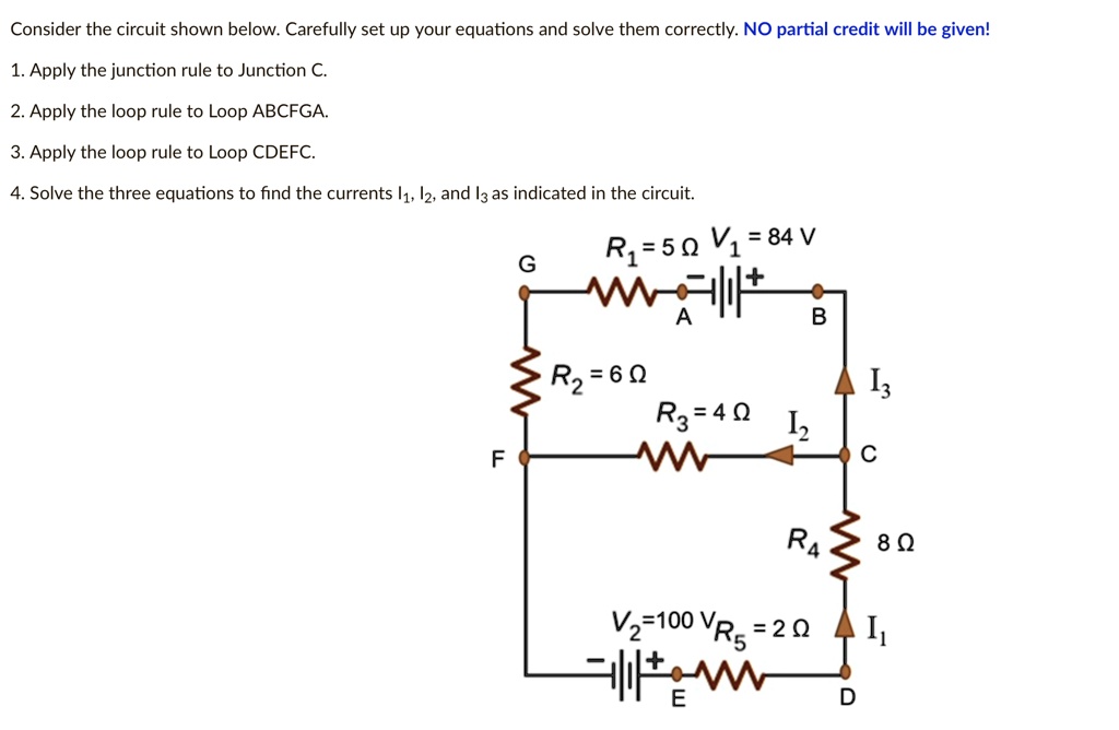 Consider the circuit shown below. Carefully set up your equations and solve them correctly. NO ...