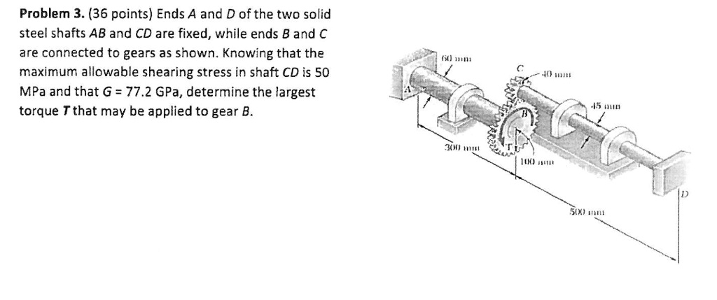 SOLVED: Problem 3. (36 points) Ends A and D of the two solid steel ...